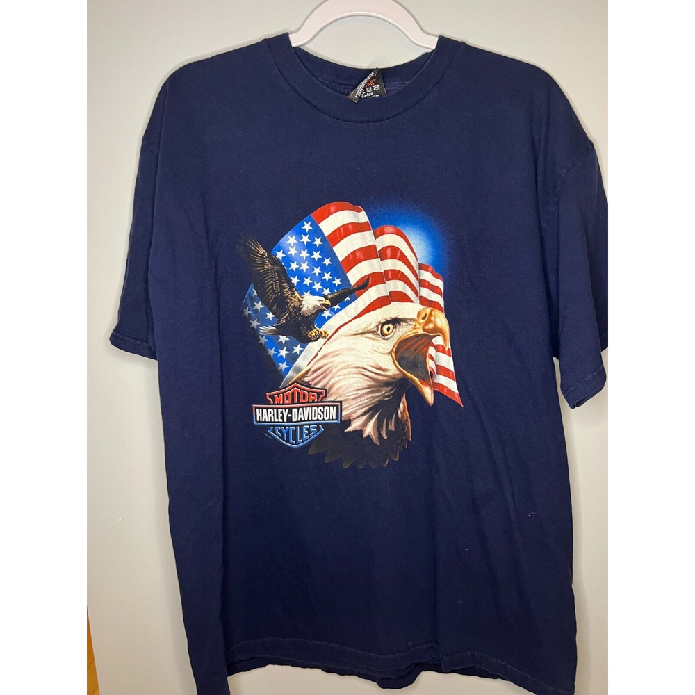 Harley Davidson Navy Blue Eagle Short Sleeve T-Shirt … - Gem